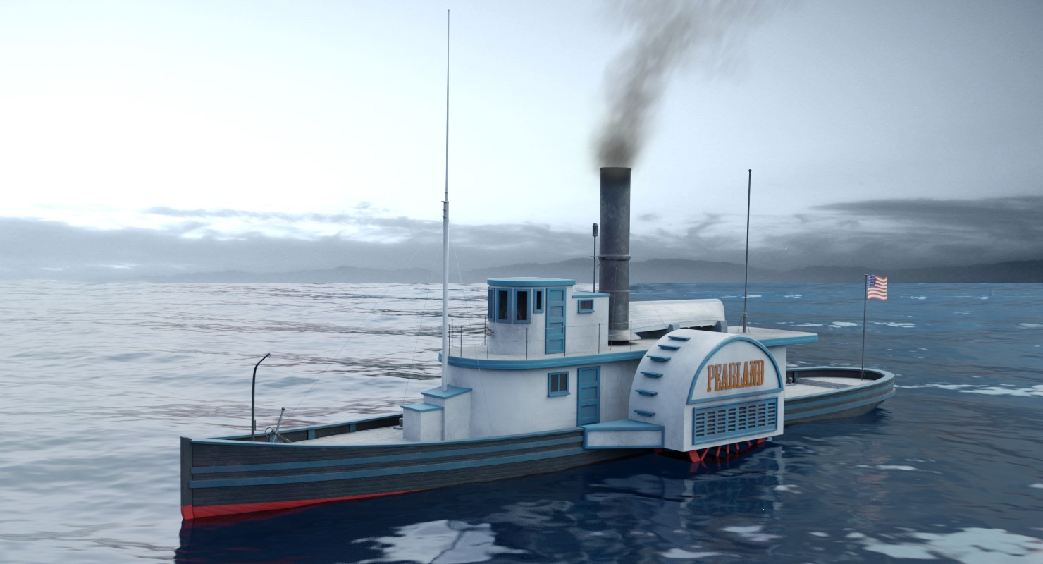 Paddle wheel steam boat 3D model - TurboSquid 1345571