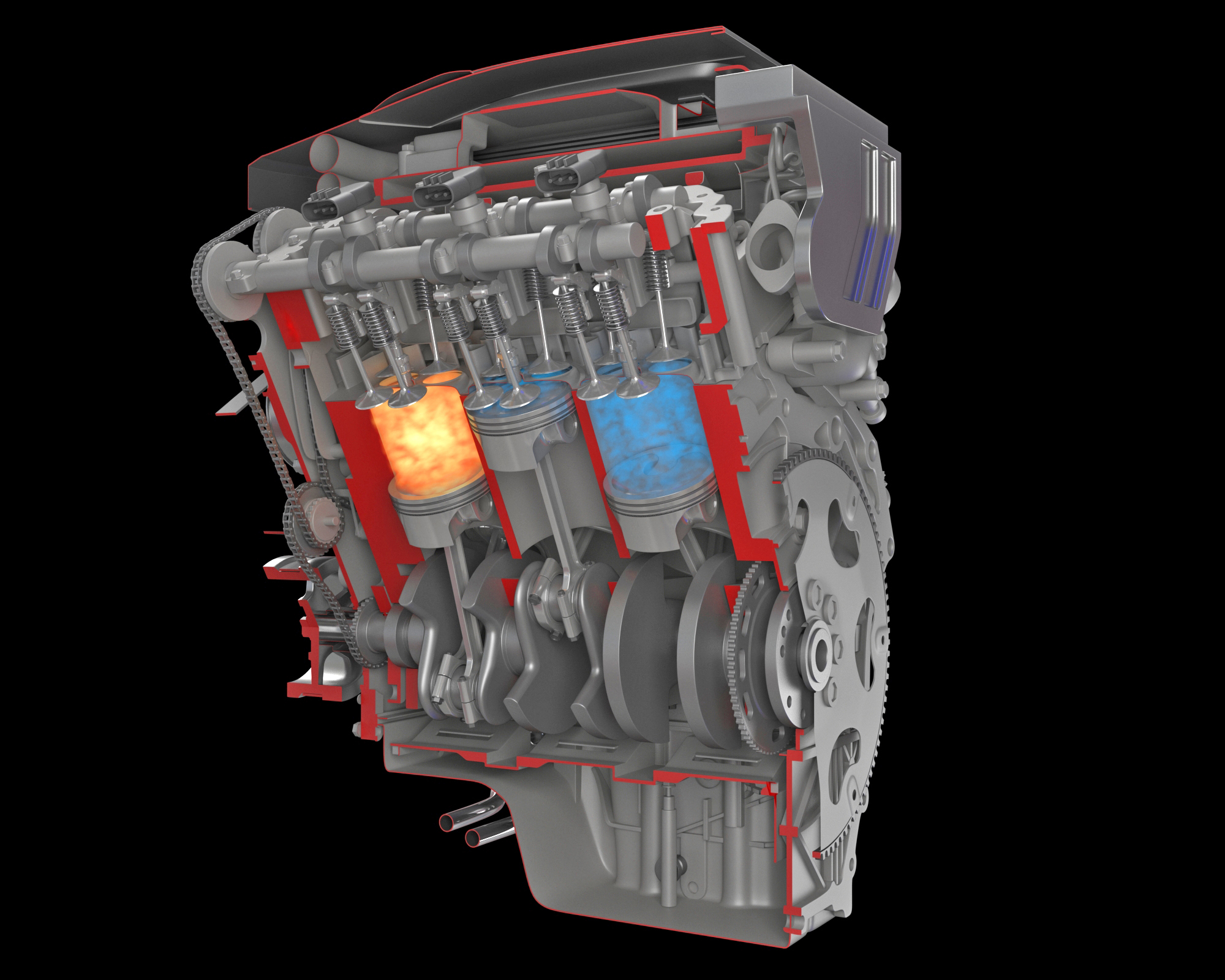 3D sectioned v6 engine gasoline - TurboSquid 1344886