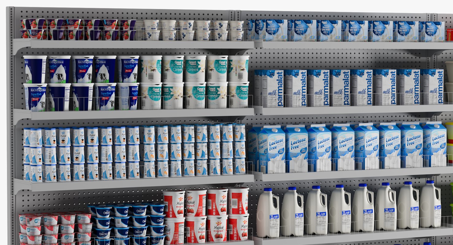 3D shelf dairy - TurboSquid 1215927