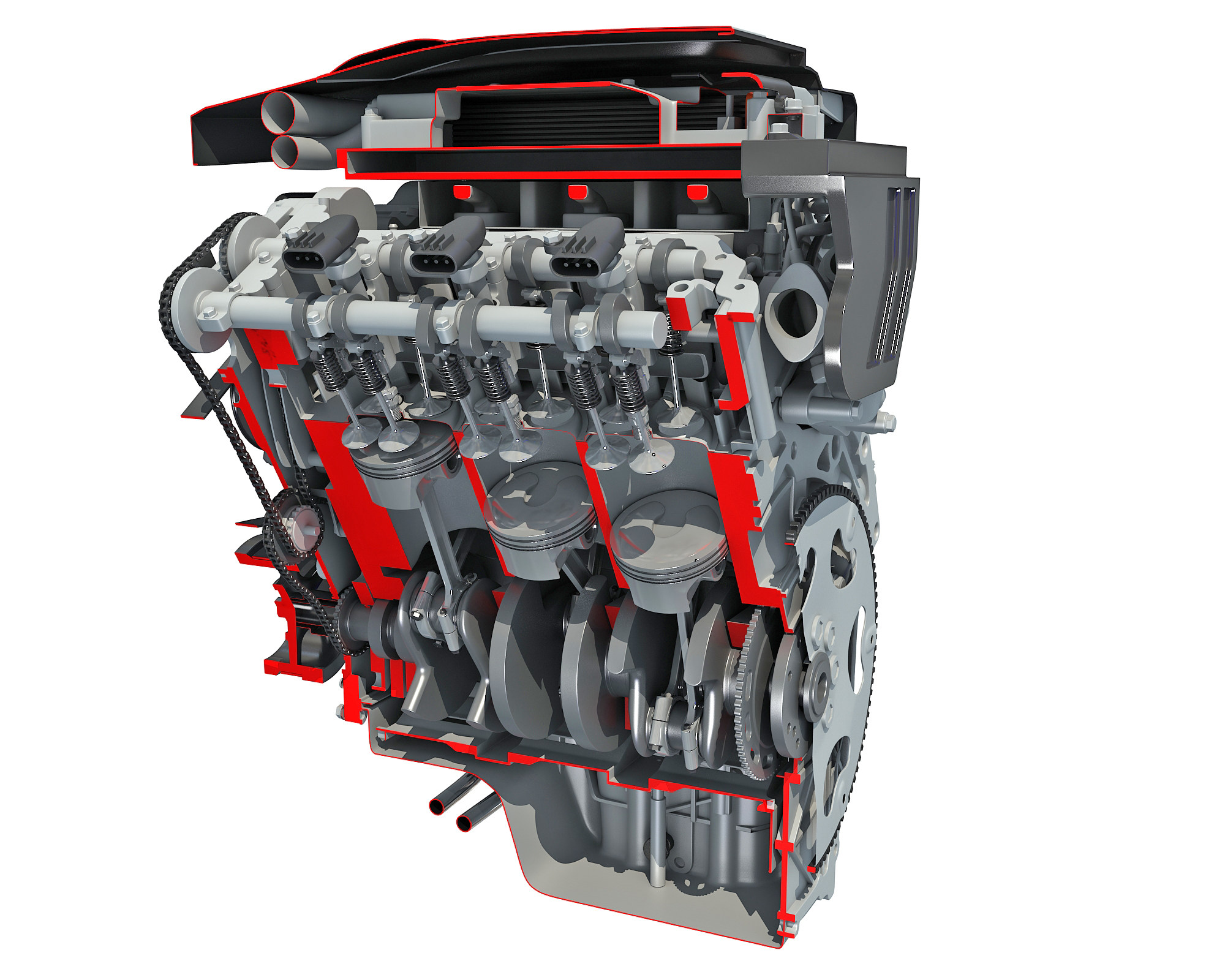 3D sectioned v6 engine animation - TurboSquid 1345306