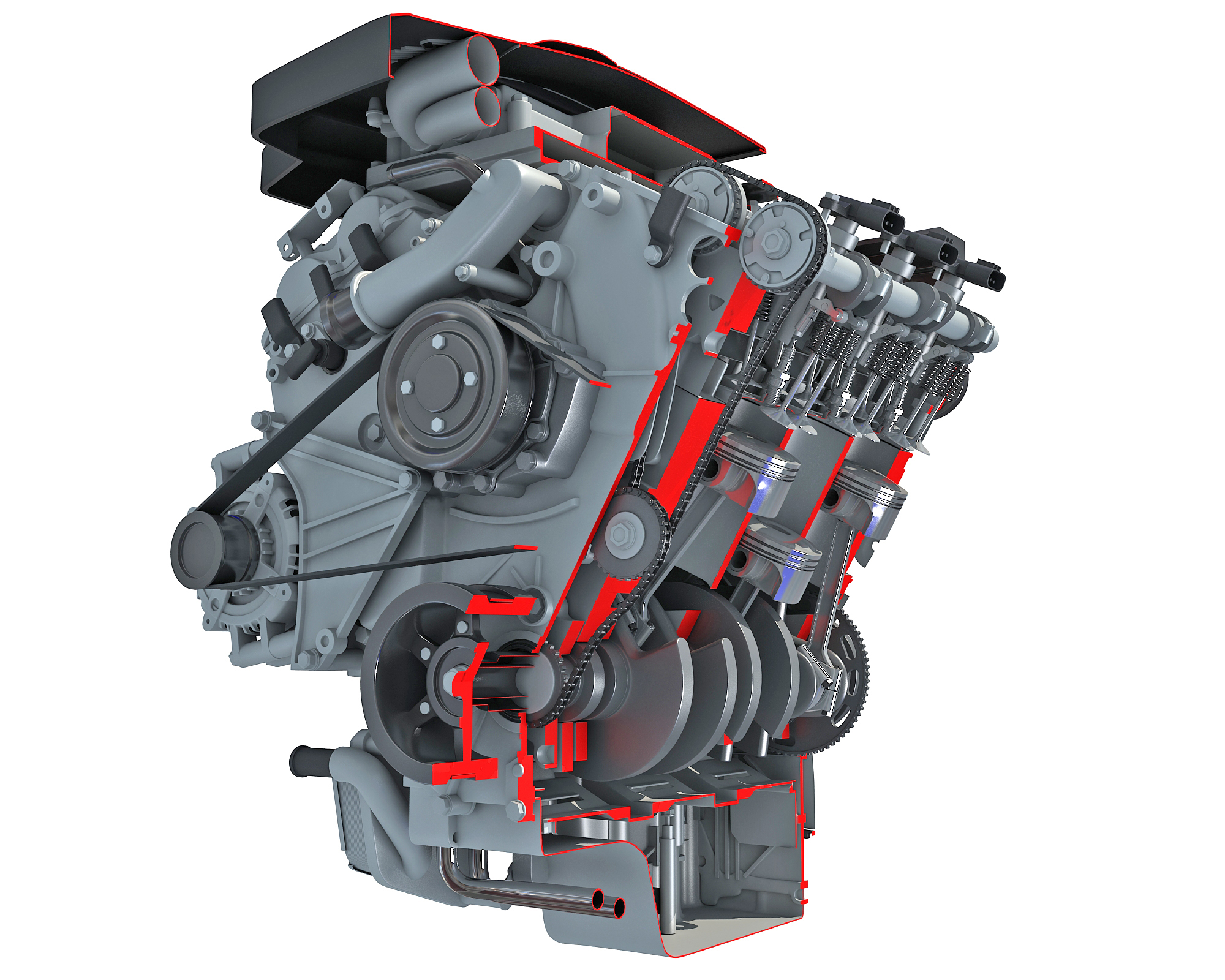 3D sectioned v6 engine animation - TurboSquid 1345306