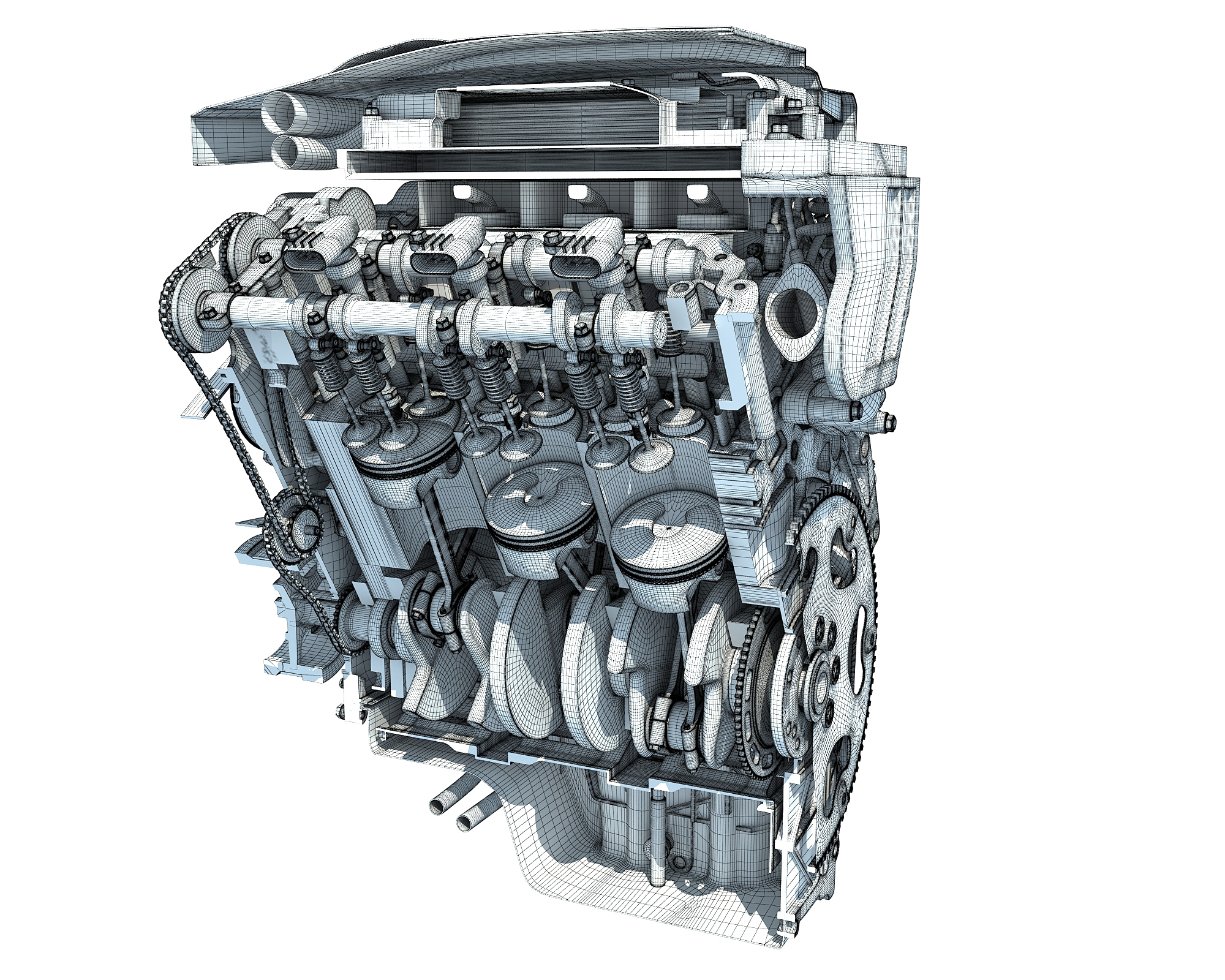 3D sectioned v6 engine animation - TurboSquid 1345306