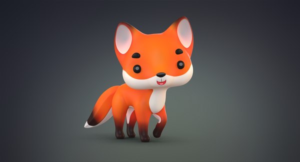 3D cute cartoon fox 2 model - TurboSquid 1345885