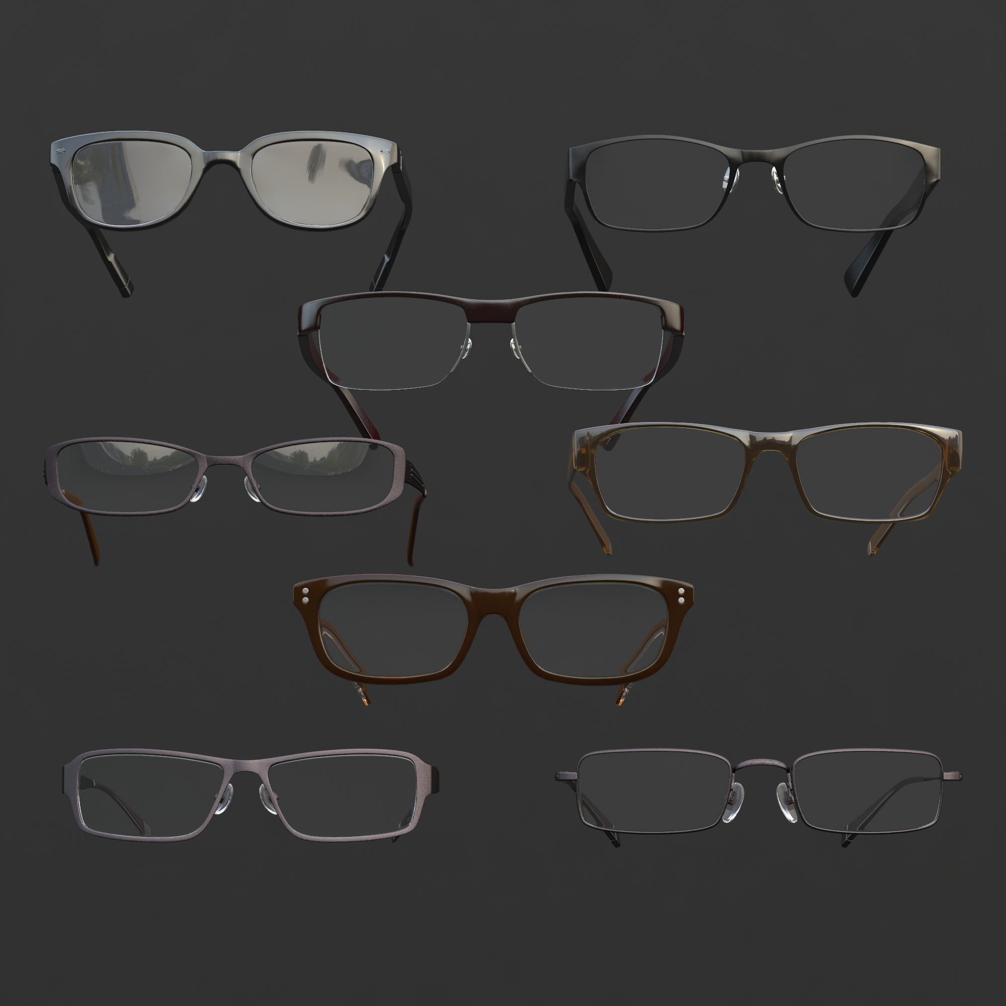 3d model glasses set