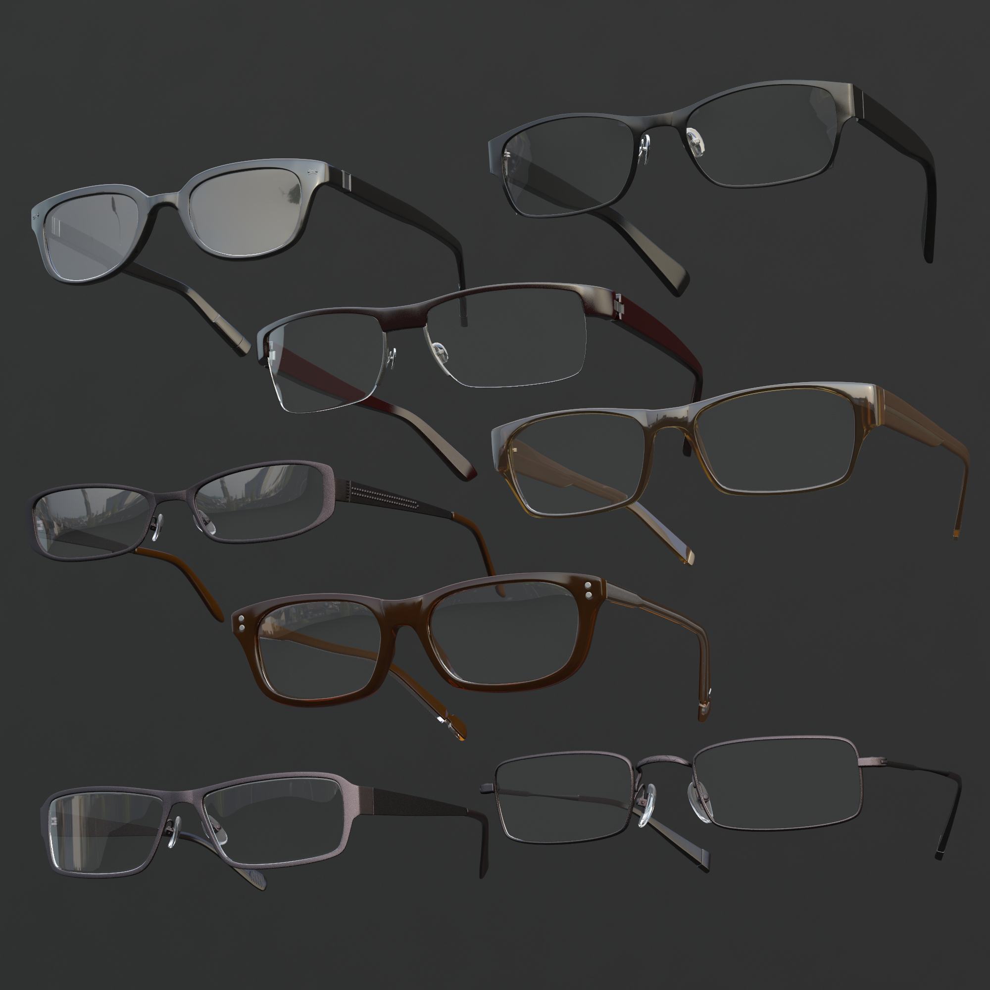 3d model glasses set
