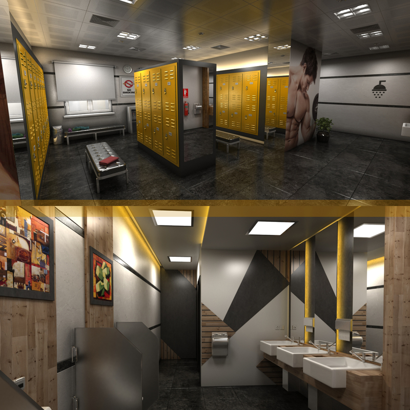 3D locker room interior design model - TurboSquid 1348252