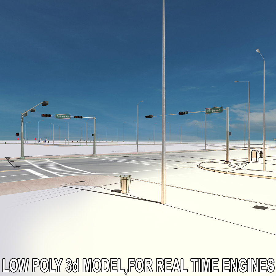 city crossroads street elements 3d max