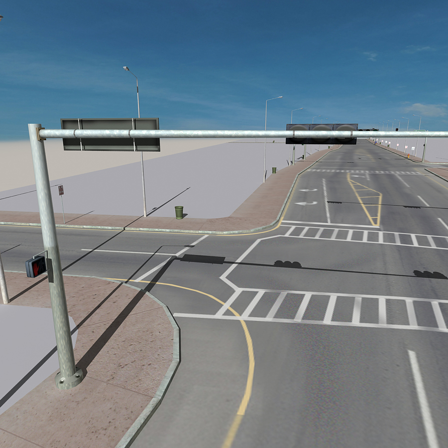 city crossroads street elements 3d max