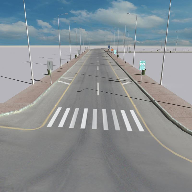 city crossroads street elements 3d max