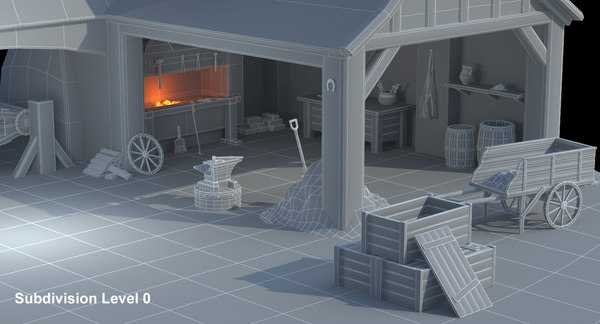Cartoon medieval forge model - TurboSquid 1350620