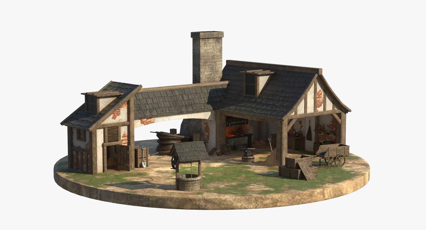 Cartoon medieval forge model - TurboSquid 1350620