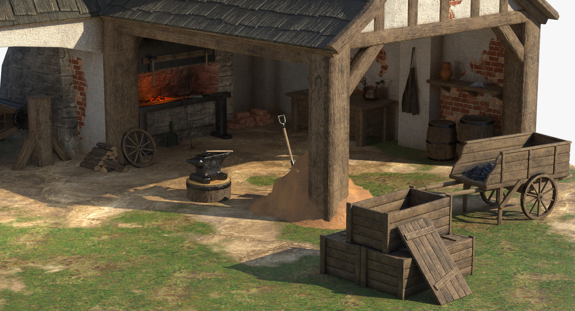 Cartoon medieval forge model - TurboSquid 1350620