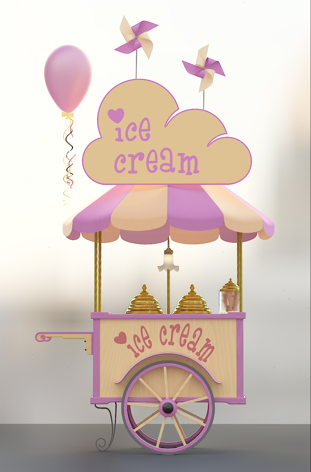 Ice cream cart 3D model - TurboSquid 1351068