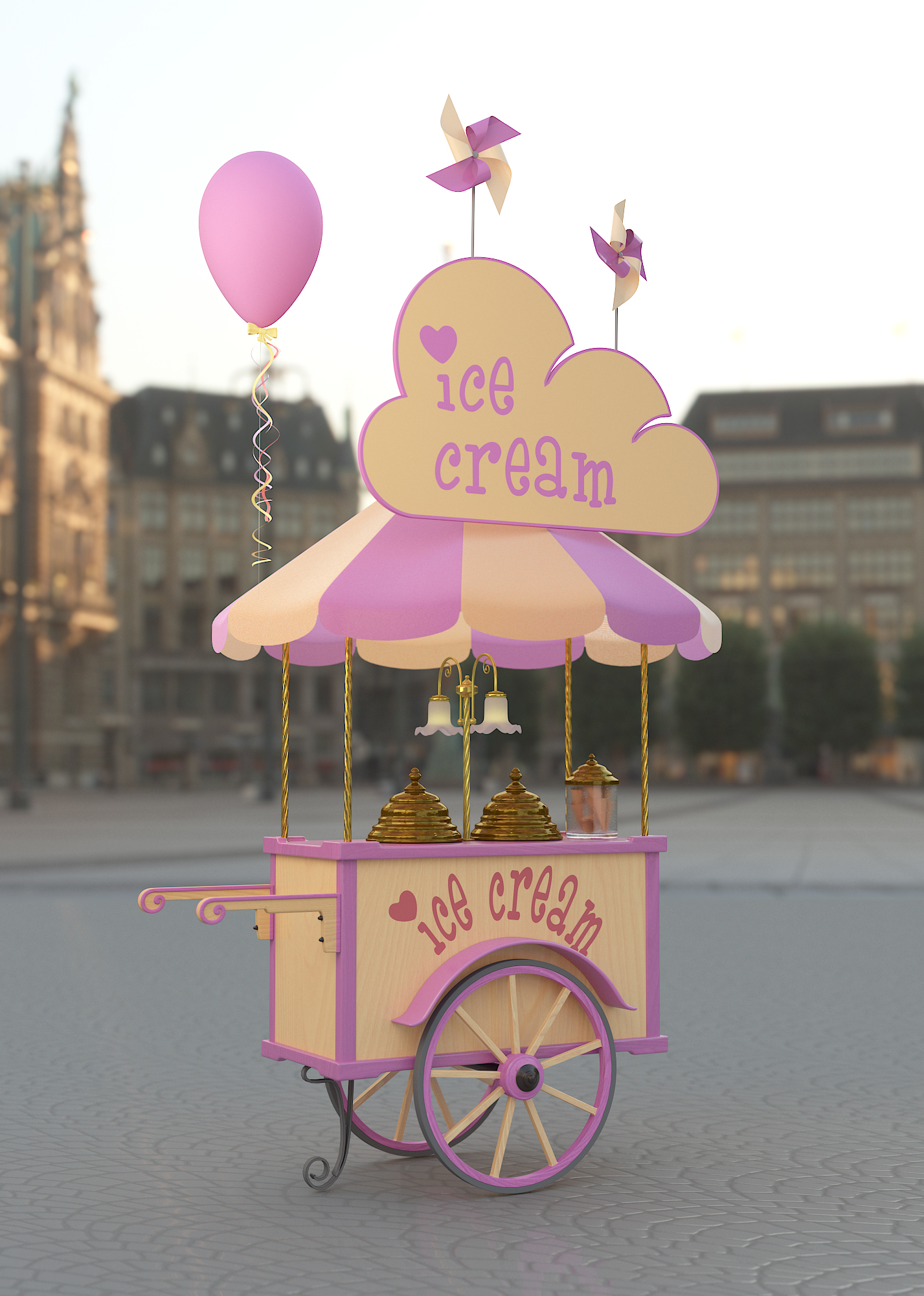 Ice cream cart 3D model - TurboSquid 1351068