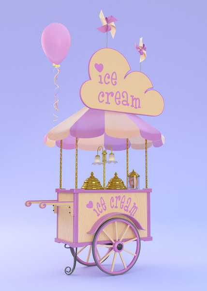 Ice cream cart 3D model - TurboSquid 1351068
