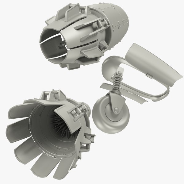 3d jet engine cutaway cuts model