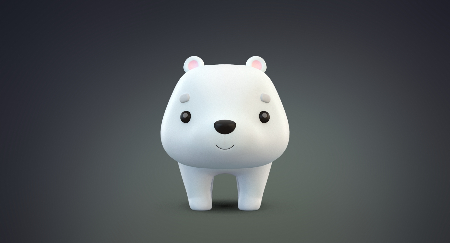 3D cute cartoon polar bear model - TurboSquid 1350719