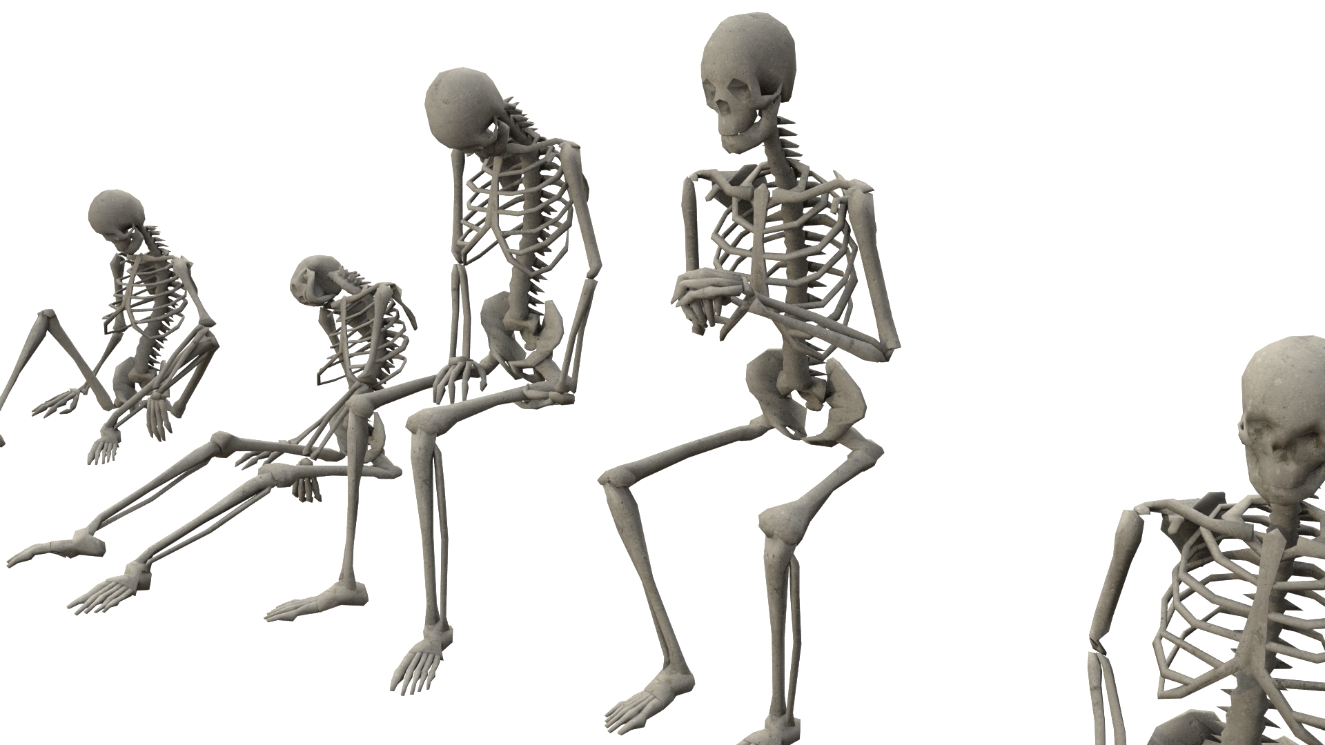 Sitting poses low-poly skeletons 3D model - TurboSquid 1353377