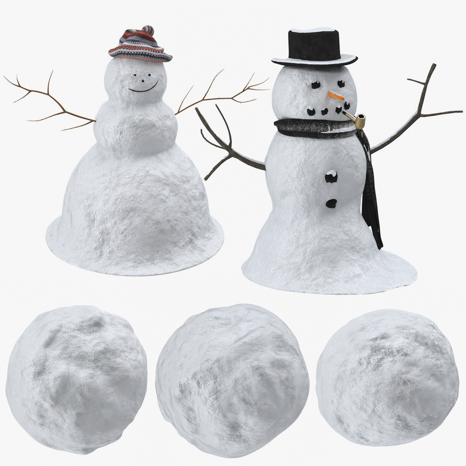 Snowmen snowballs 3D model - TurboSquid 1356542