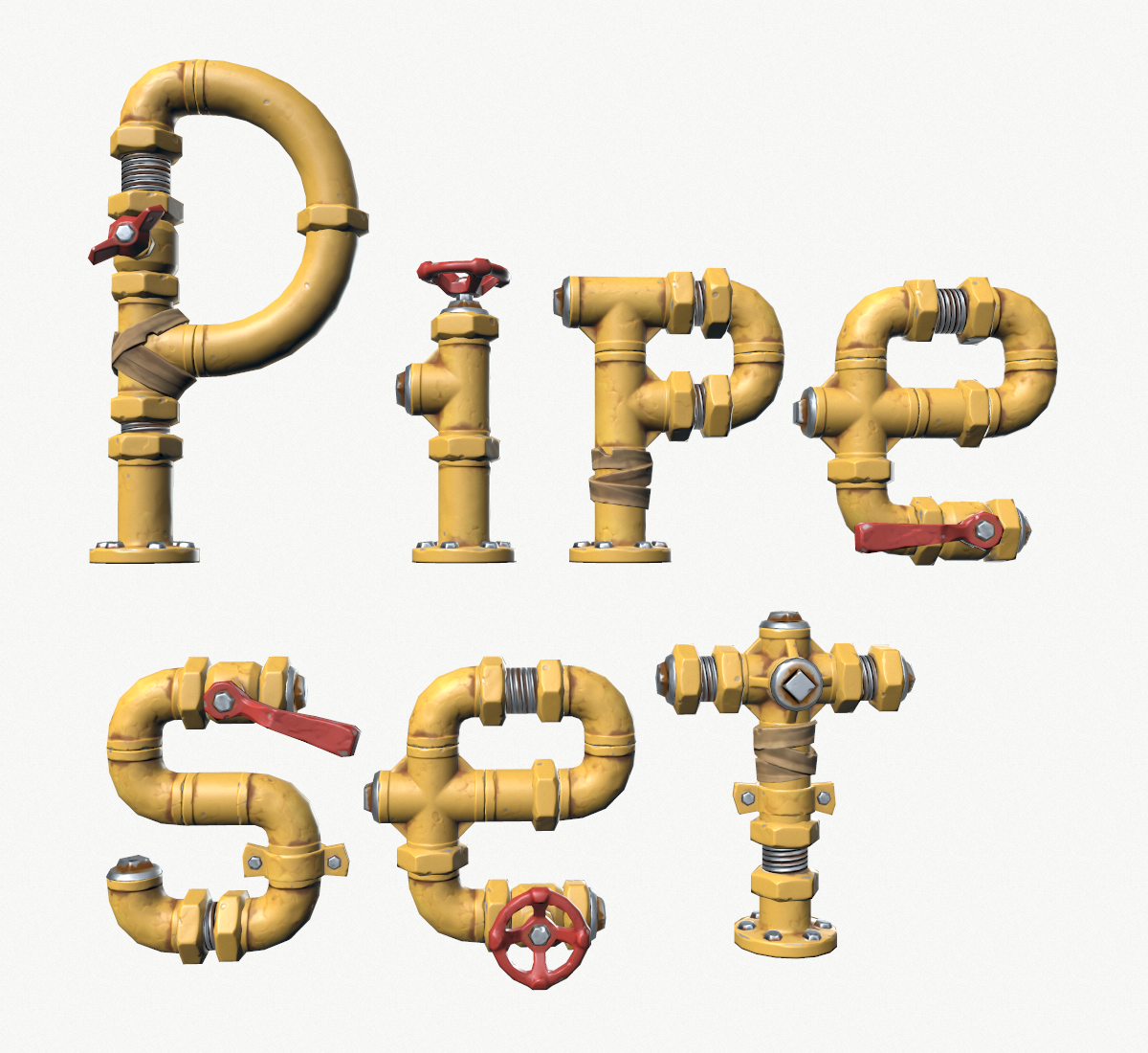 3D stylized pipe set model - TurboSquid 1353836