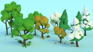 3d model cartoon trees landscapes