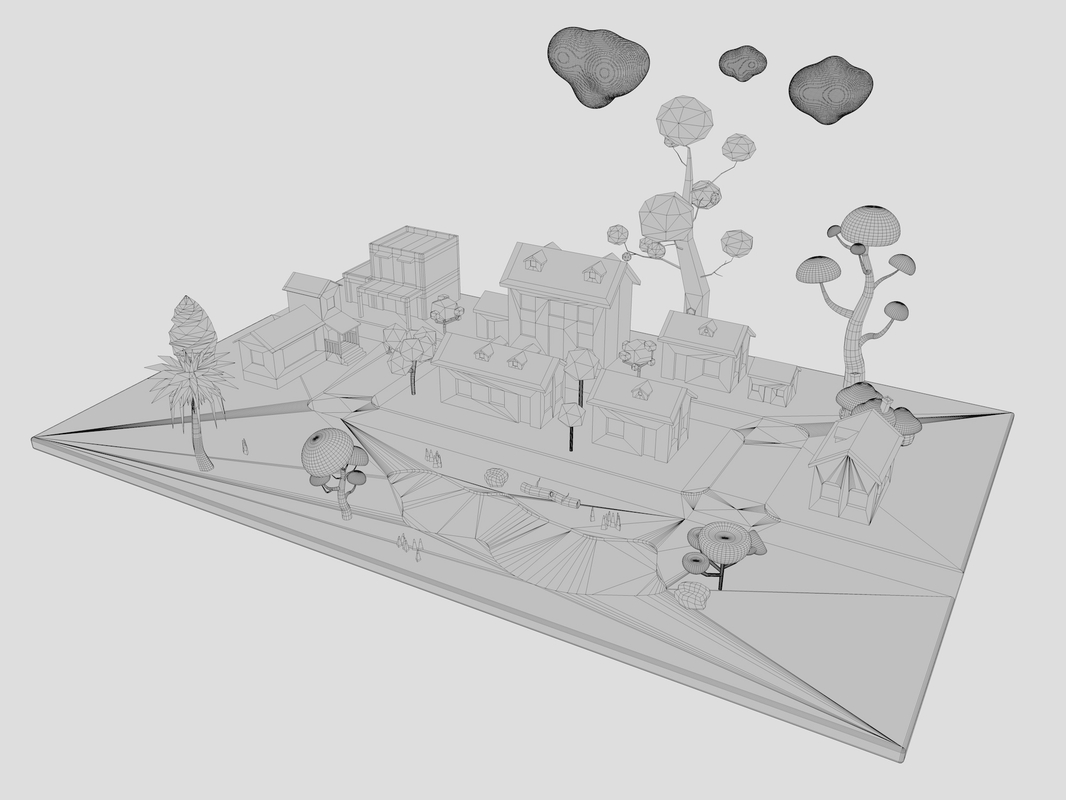 Modeled toon town cartoon trees 3D model - TurboSquid 1354774