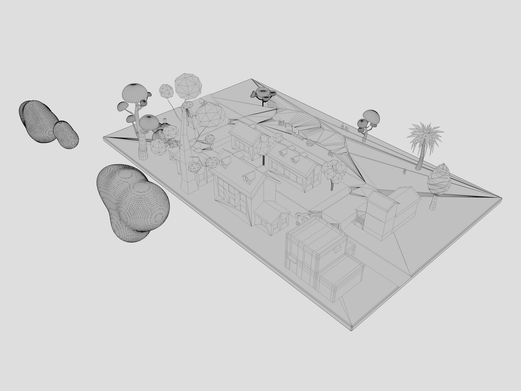 Modeled toon town cartoon trees 3D model - TurboSquid 1354774