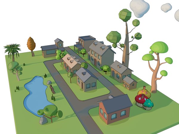 Modeled toon town cartoon trees 3D model - TurboSquid 1354774