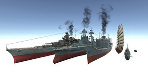 3d french submarine surcouf ww2