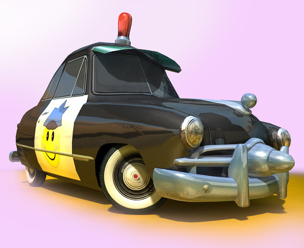 modelo 3d Coche de policía retro de dibujos animados - TurboSquid 1355356
