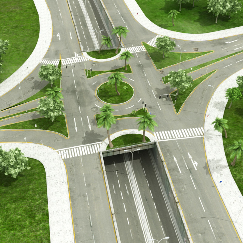 3D intersection road - TurboSquid 1356618