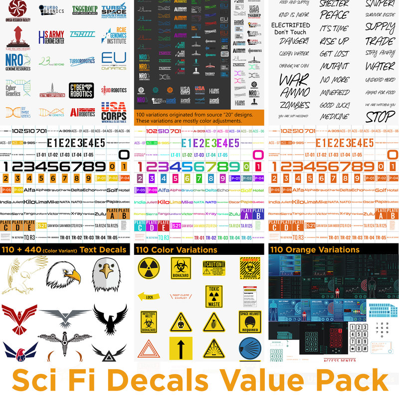 Texture PNG decals collection sci