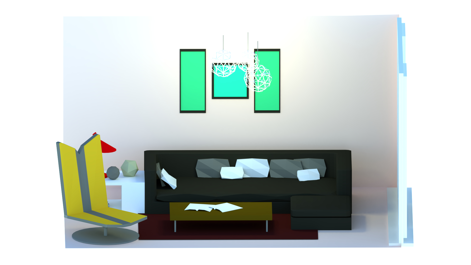 3D living room low-poly interior model - TurboSquid 1357637
