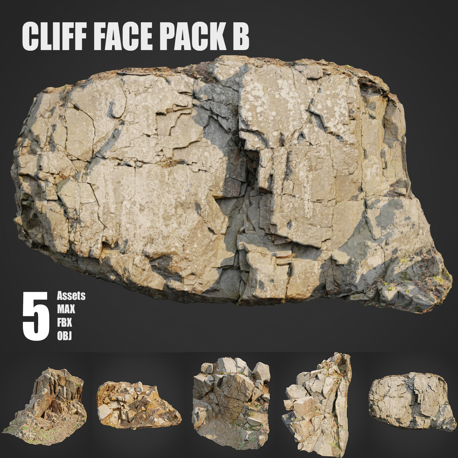 Cliff face pack b 3D model - TurboSquid 1358246