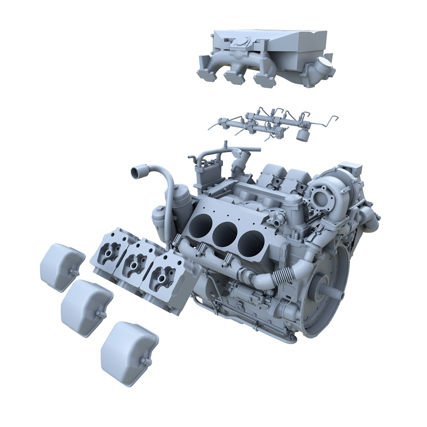 engine diesel truck 3d model