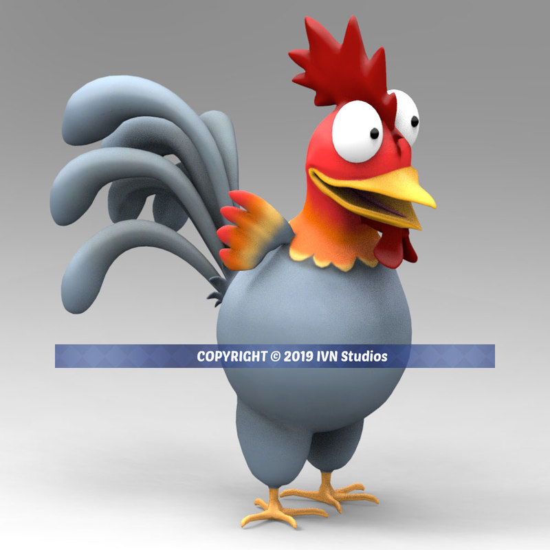 Crazy rooster cartoon 3D model - TurboSquid 1359703