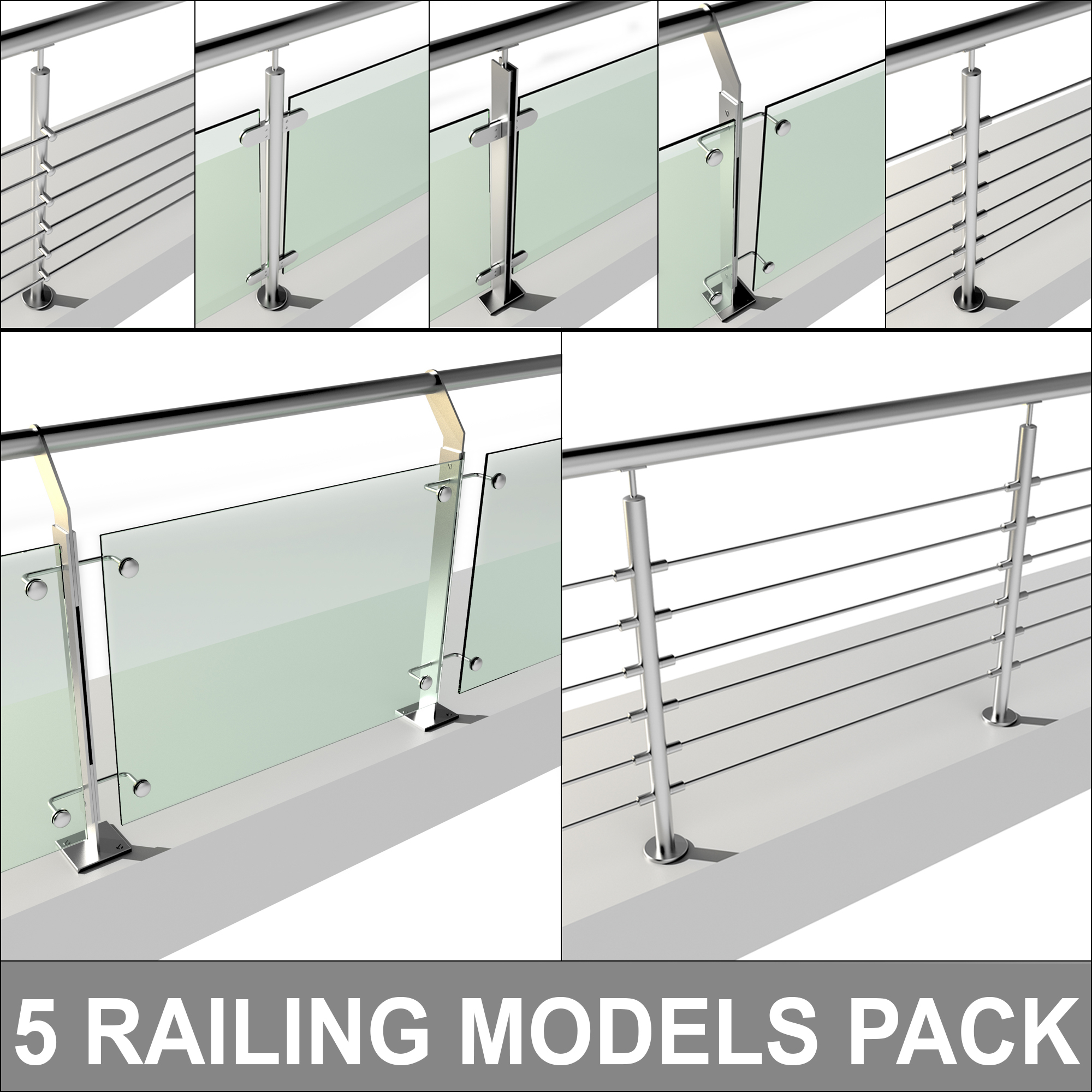 Railing pack 3D - TurboSquid 1361360