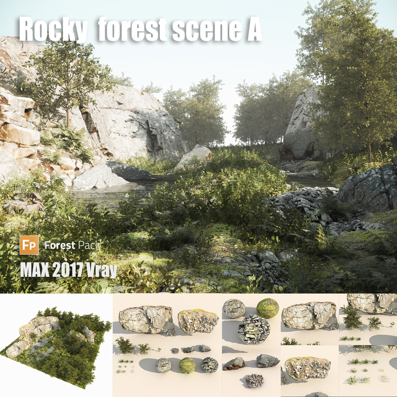 Rocky forest scene 3D model - TurboSquid 1361722