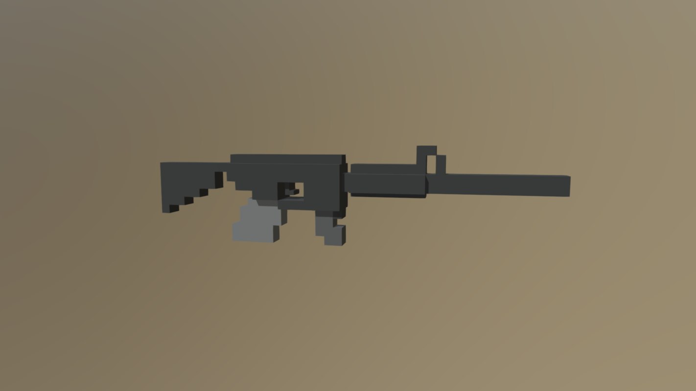 3D low-poly voxel gun - TurboSquid 1363880