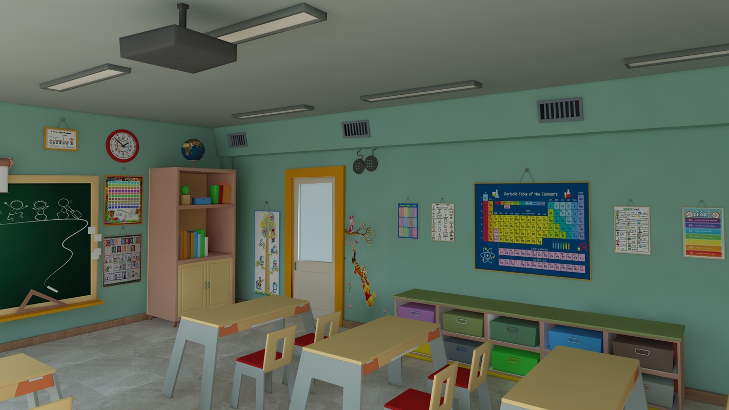 Cartoon classroom modeled scene 3D model - TurboSquid 1364101