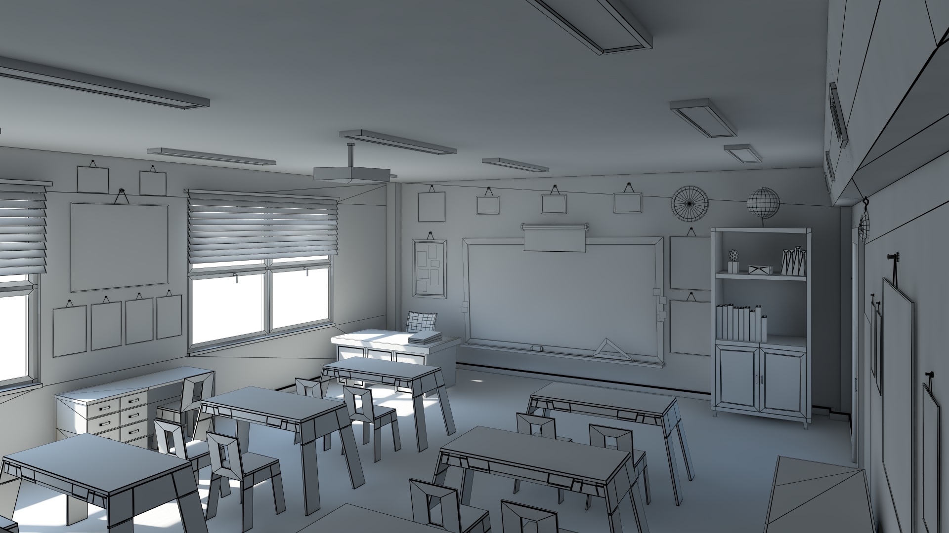 Cartoon classroom modeled scene 3D model - TurboSquid 1364101
