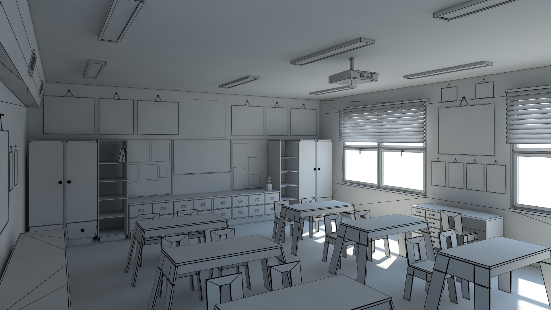 Cartoon classroom modeled scene 3D model - TurboSquid 1364101