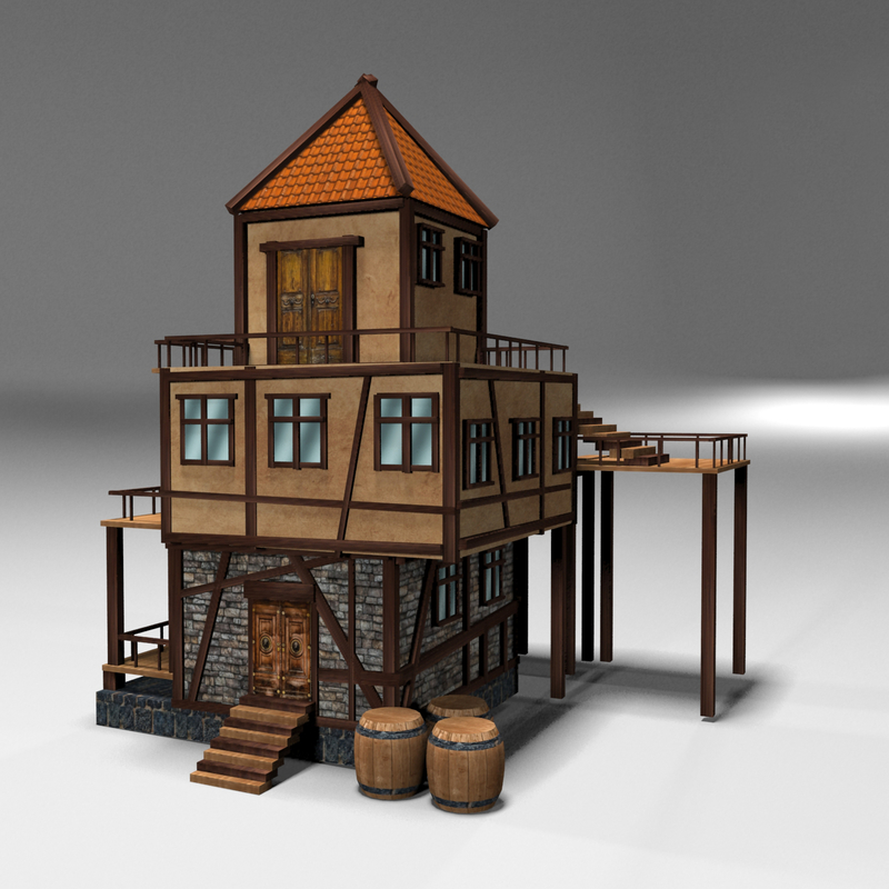 Taverna Medieval Low Poly Modelo 3D - TurboSquid 1364313