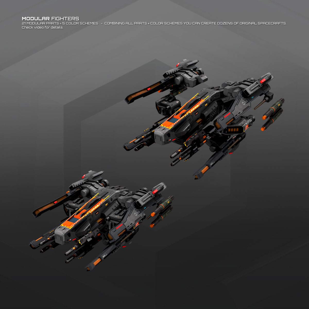 3D modular sf fighters model - TurboSquid 1364971