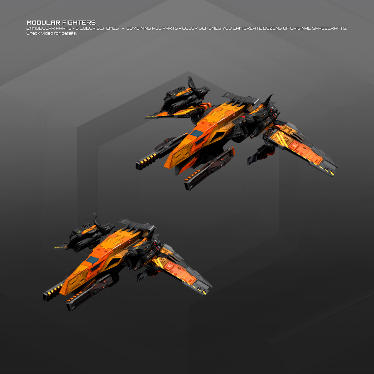 3D modular sf fighters model - TurboSquid 1364971