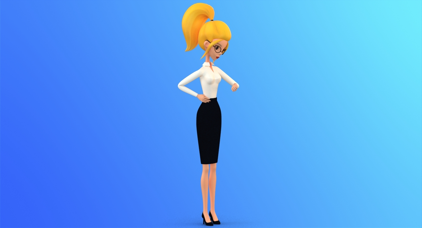 Cartoon business woman 3D - TurboSquid 1207031