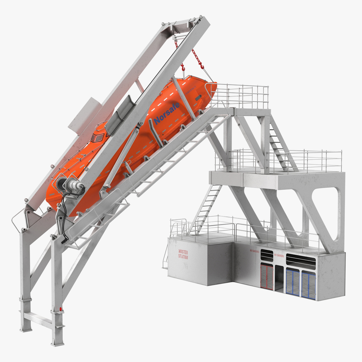 Freefall lifeboat launching mechanism model - TurboSquid 1366948