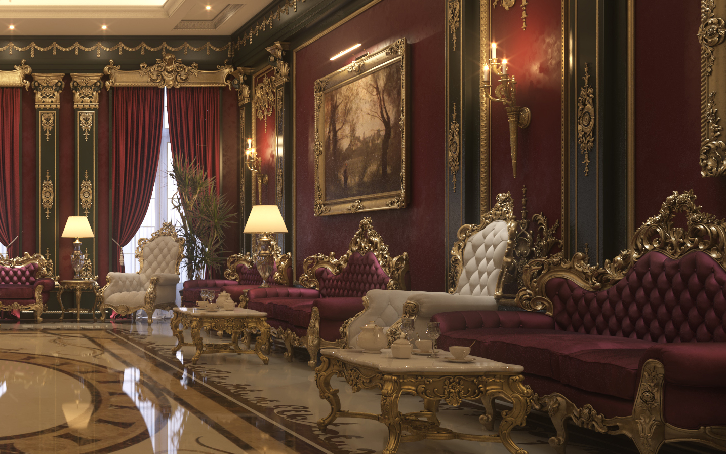 3D scene luxury living - TurboSquid 1272316