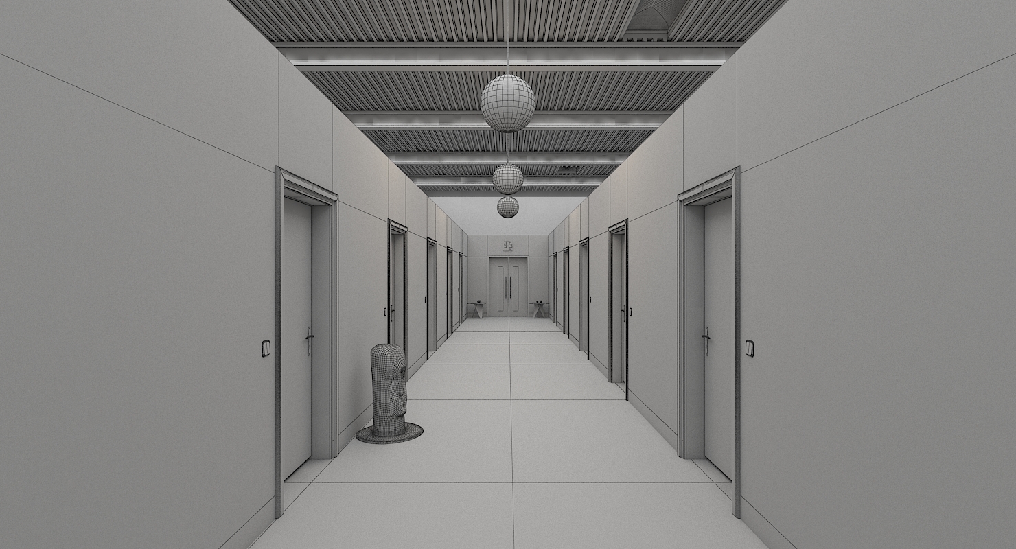 3D realistic office hallway model - TurboSquid 1368531