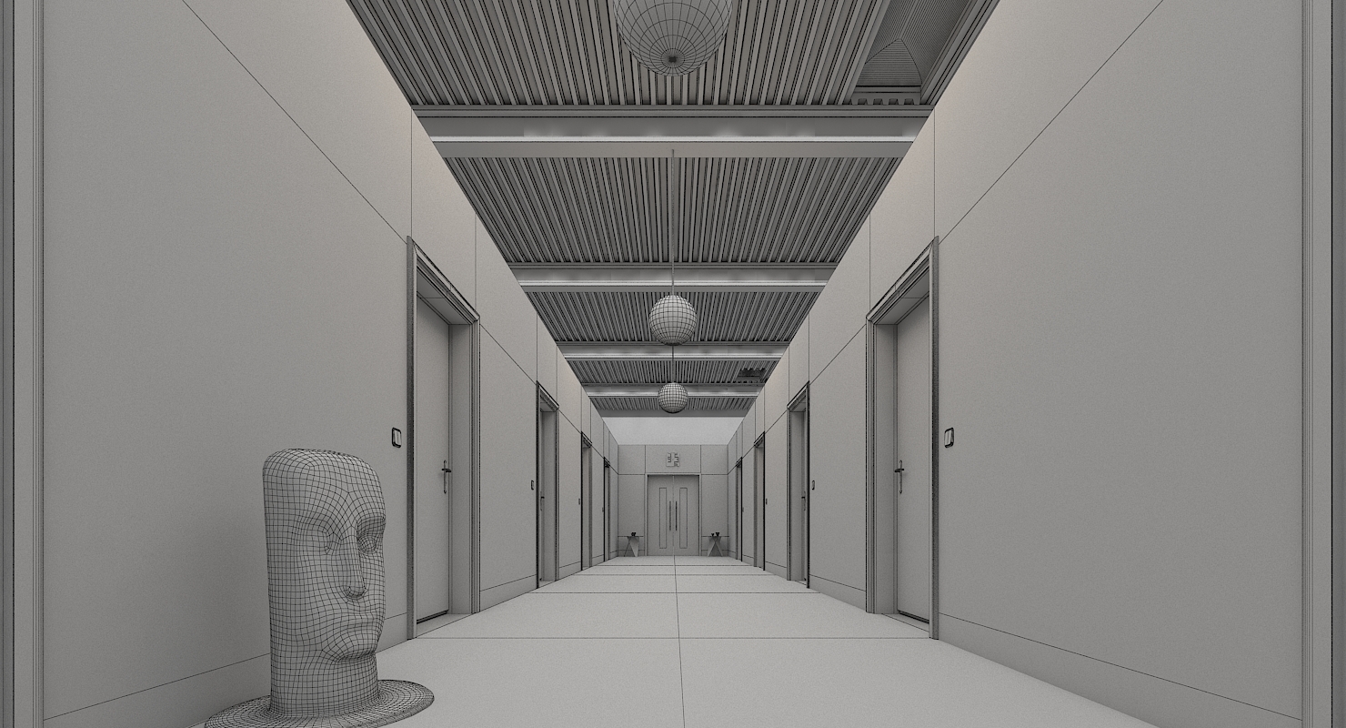 3D realistic office hallway model - TurboSquid 1368531